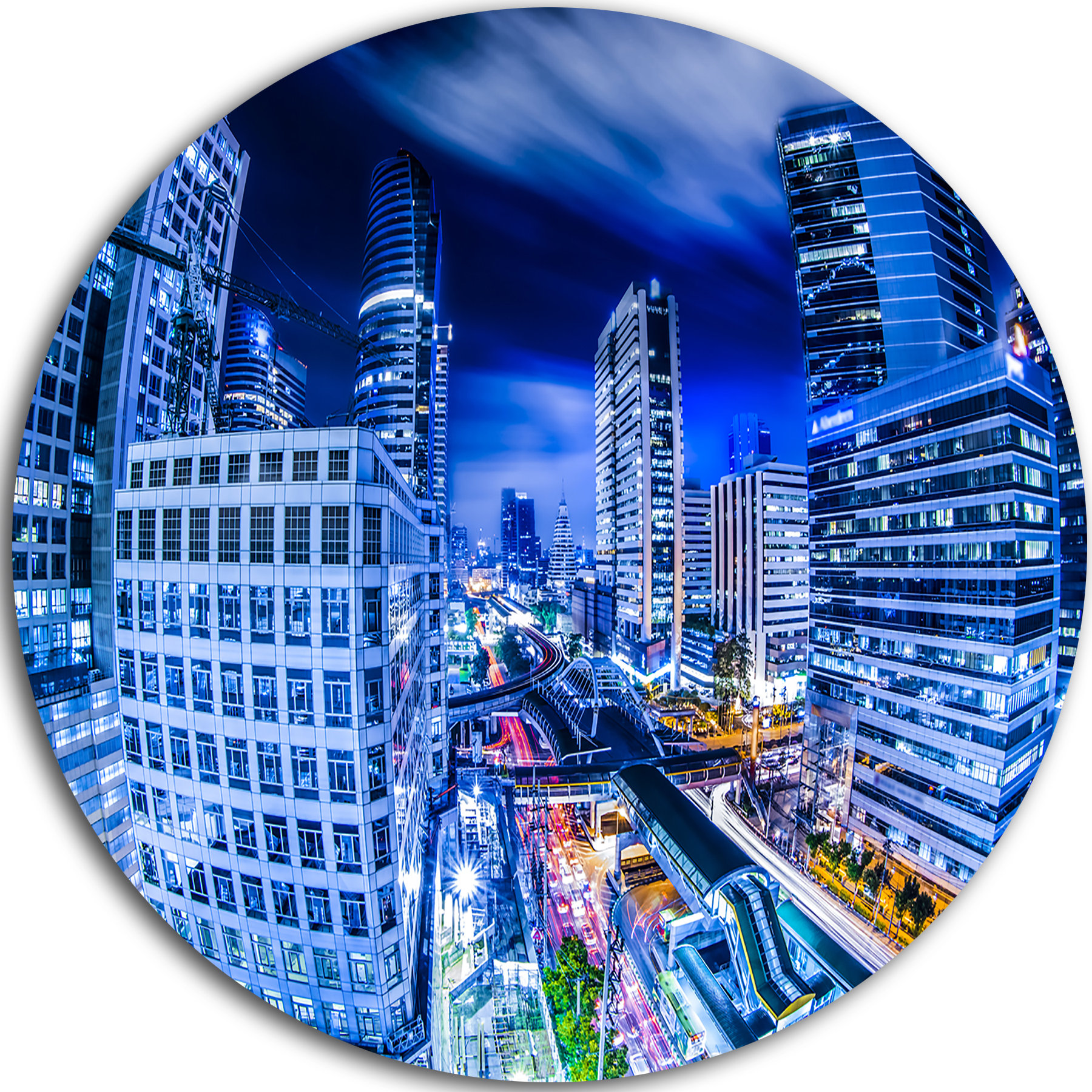 Bangkok City Night View Cityscape, Photo Round Wall Art, Disc of 38 ...