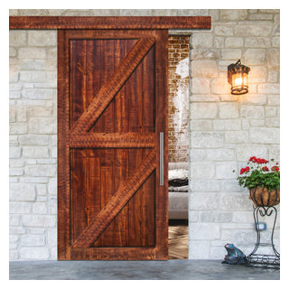 Rustic Ranch Barn Door with Saw Pattern, 28"x81" - Contemporary ...