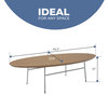 LeisureMod Rossmore Oval Coffee Table With White Steel Frame ...