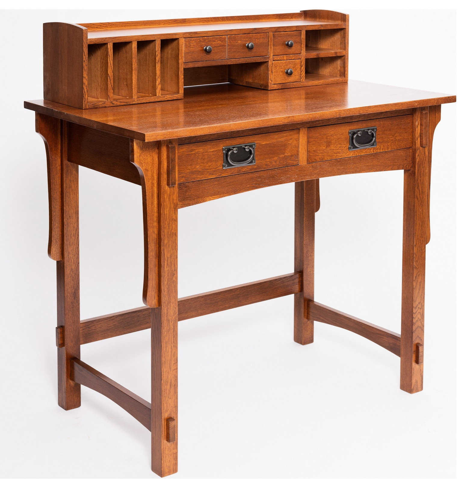 Mission Quarter Sawn Oak Desk With 2 Drawers and Storage - Craftsman ...