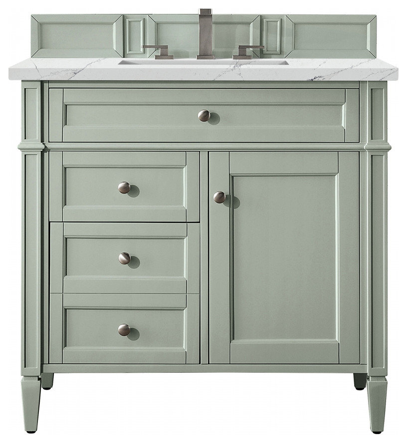 36" Transitional Sage Green Freestanding Single Sink Bathroom Vanity ...
