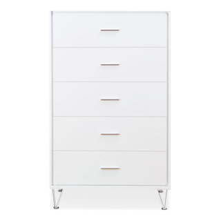 5 Drawers Chest With Metal Legs, White - Midcentury - Dressers - by ...