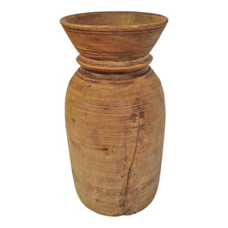 Consigned Old India Wood Pot 5 - Rustic - Indoor Pots And Planters - by ...