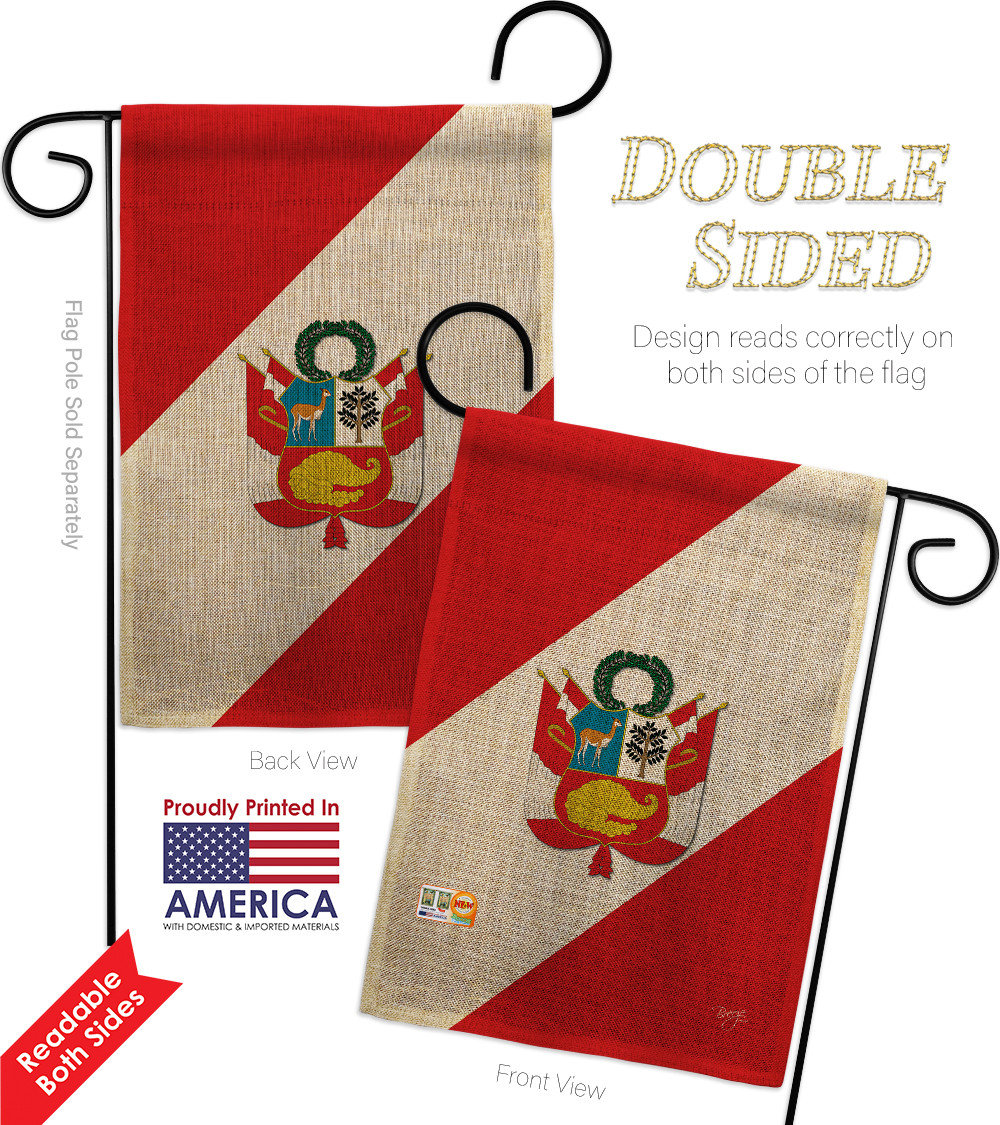 Peru Flags of the World Nationality Garden Flag Set, 13" X 18.5" X 0.1 ...