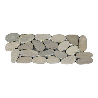 Java Tan pebble tile border, 4"x12", hand-sorted, mesh-backed for ...