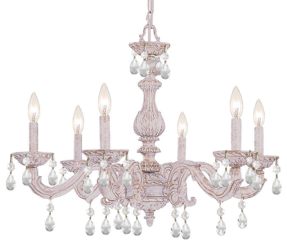 Paris Market 6 Light Chandelier, Antique White with Clear Hand Cut ...
