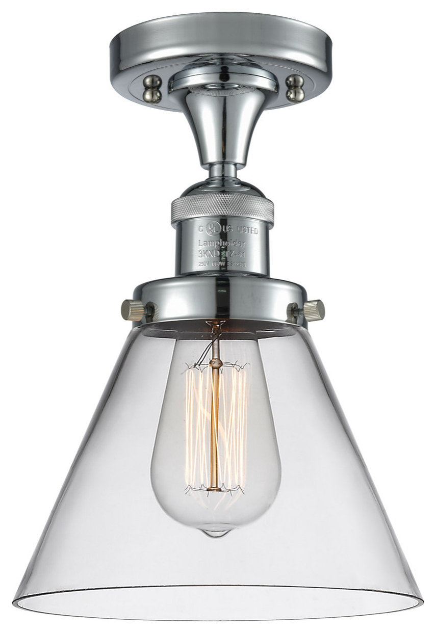 Franklin Restoration X-Large Cone 1 Light Semi-Flush Mount in Polished ...