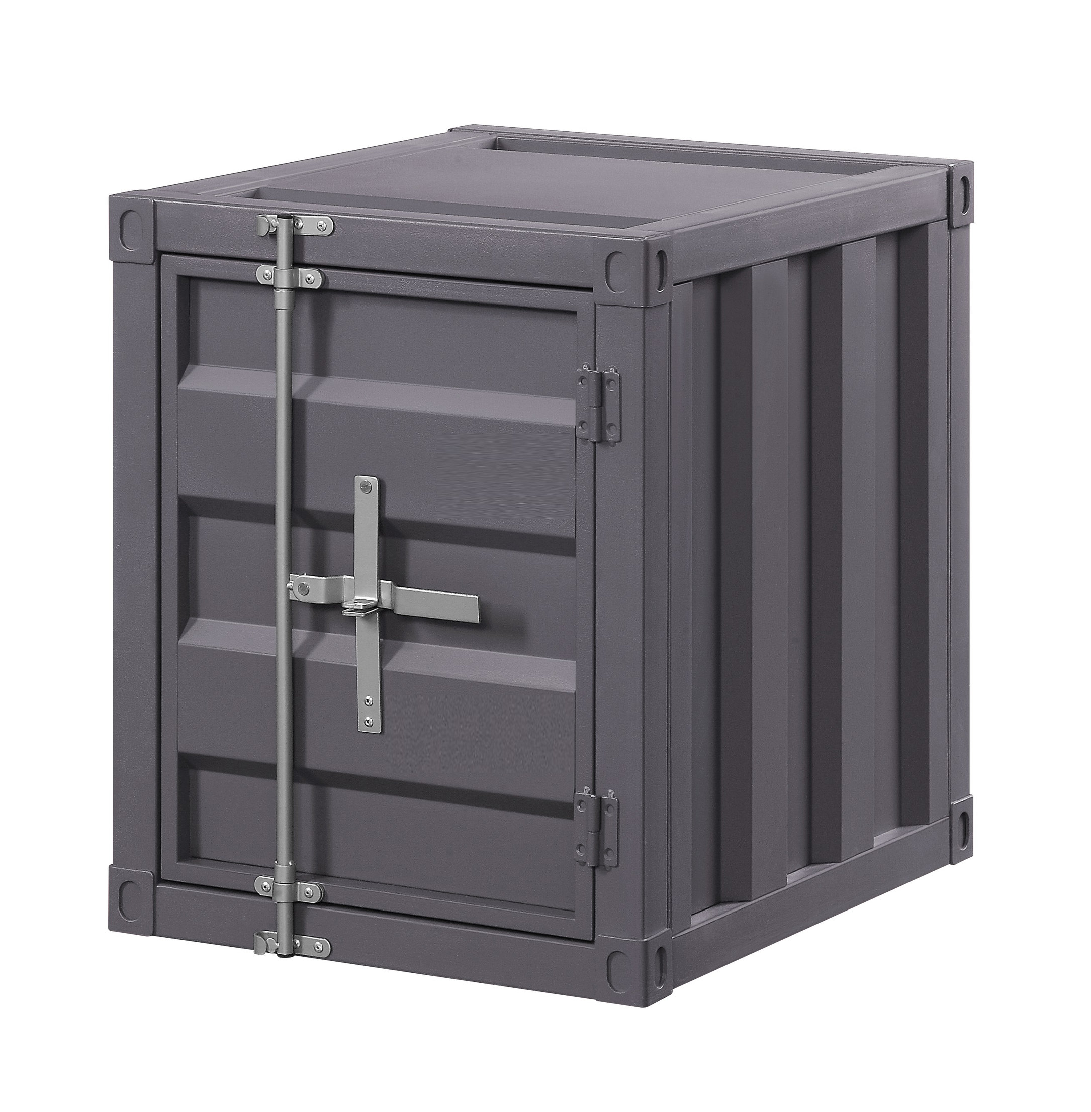 Industrial Style Metal Cargo End Table with Openable Door, Gray ...