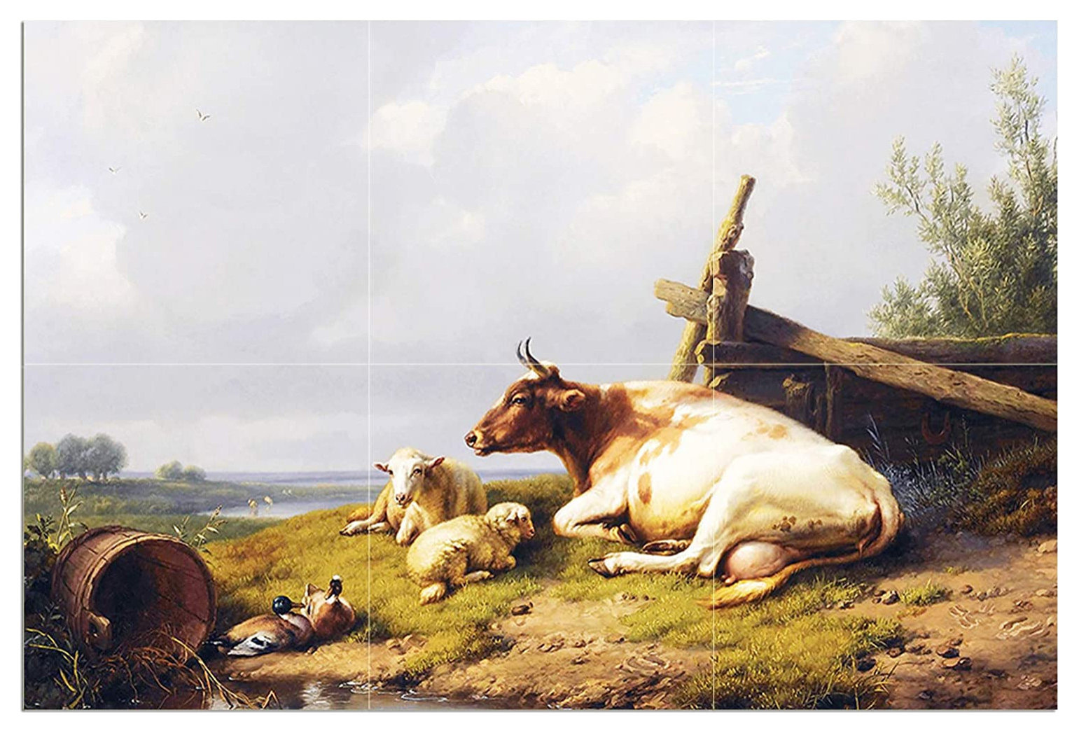 Tile Mural CATTLE ON THE WATERFRONT sheep lamb Backsplash, 6" Rialto ...