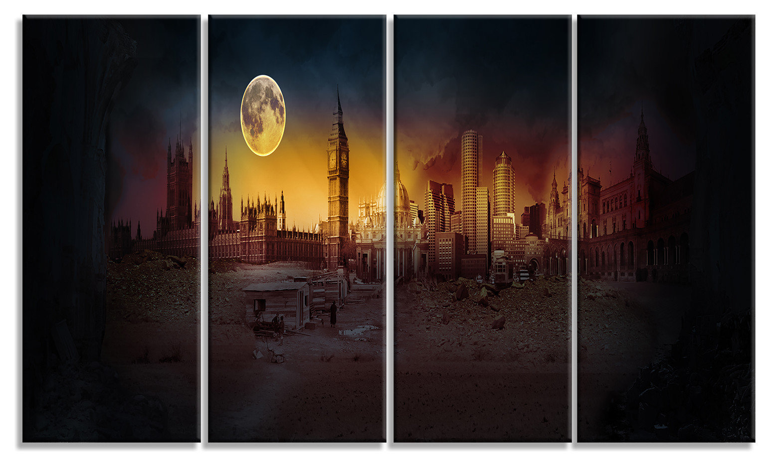 "Mysterious Apocalyptic City" Landscape Art Metal Wall Art, 48"x28 ...
