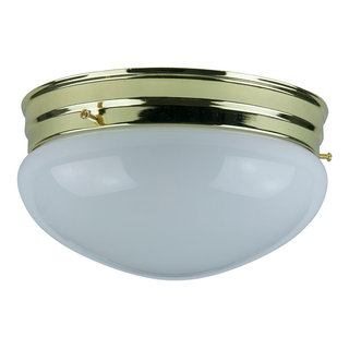 8" Decorative Mushroom Ceiling Fixture Polished Brass White Glass ...