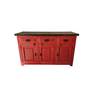 Bryson Rustic Red Kitchen Buffet Cabinet, 55 X 22 X 36 - Contemporary ...