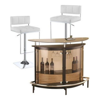 3 Piece Pub Set with Bar and Set of 2 Counter Stool - Contemporary ...