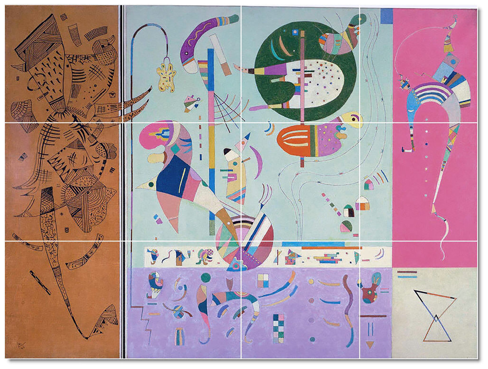 Wassily Kandinsky Abstract Painting Ceramic Tile Mural #67, 32" Wide x ...