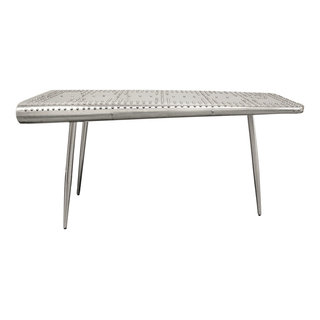 Pilot Console Table with Silver Aluminum Cladding and Exposed Steel ...