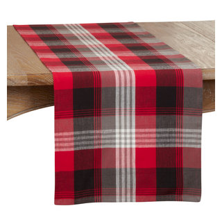 Plaid Design Cotton Table Runner, Red - Rustic - Table Runners - by ...