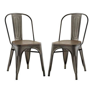 Modern Brown Promenade Dining Side Chair Set of 2, 20"Lx17.5"Wx34"H ...