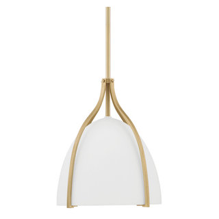 Arcelia Alturas Gold With Cased White Glass 1 Light Pendant Ceiling ...
