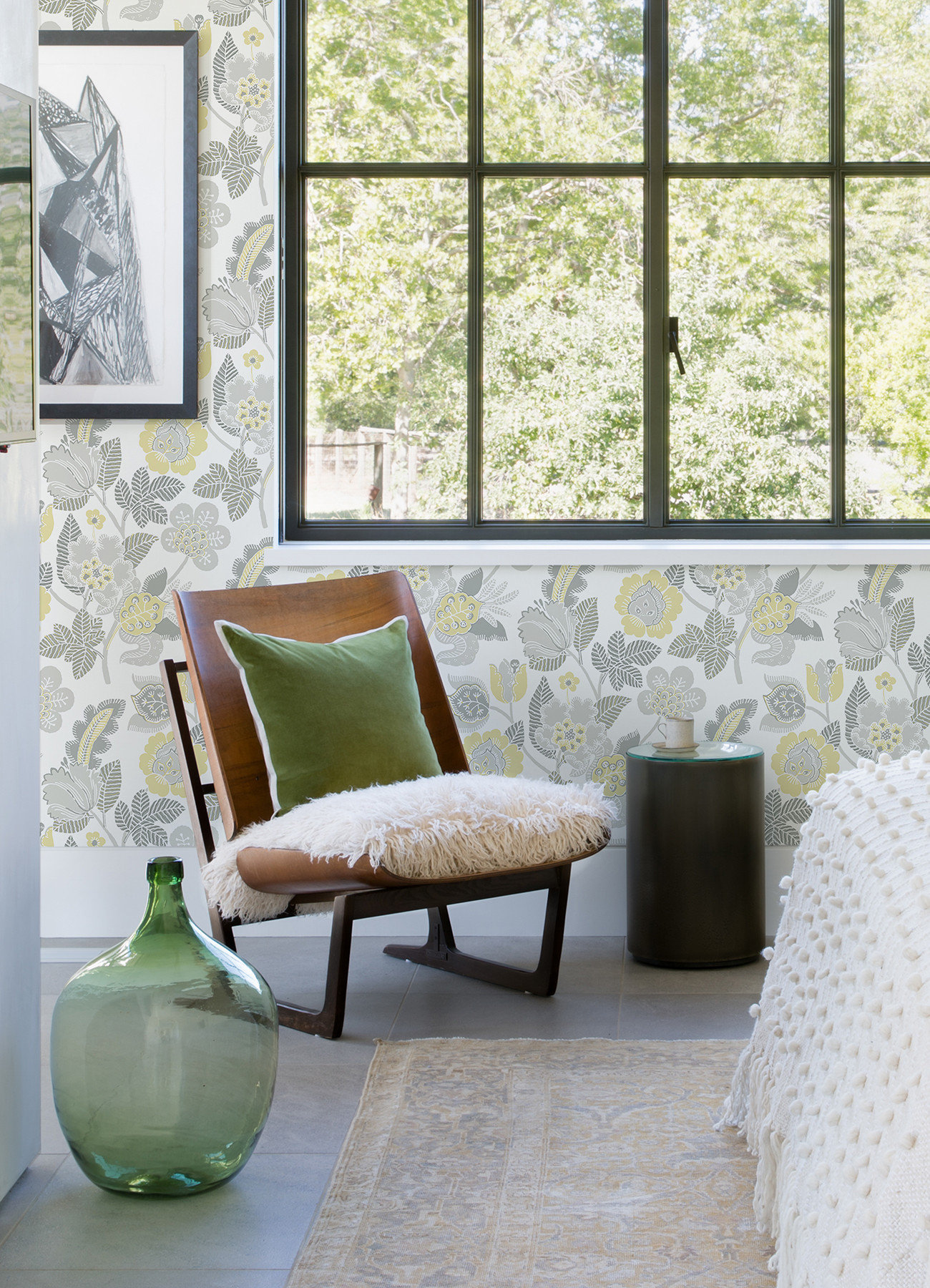 Jana Light Grey Jacobean Wallpaper, Swatch - Contemporary - Wallpaper - by Brewster Home ...