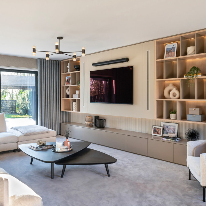 75 Beautiful Living Room with a Wall Mounted TV Ideas and Designs - May ...