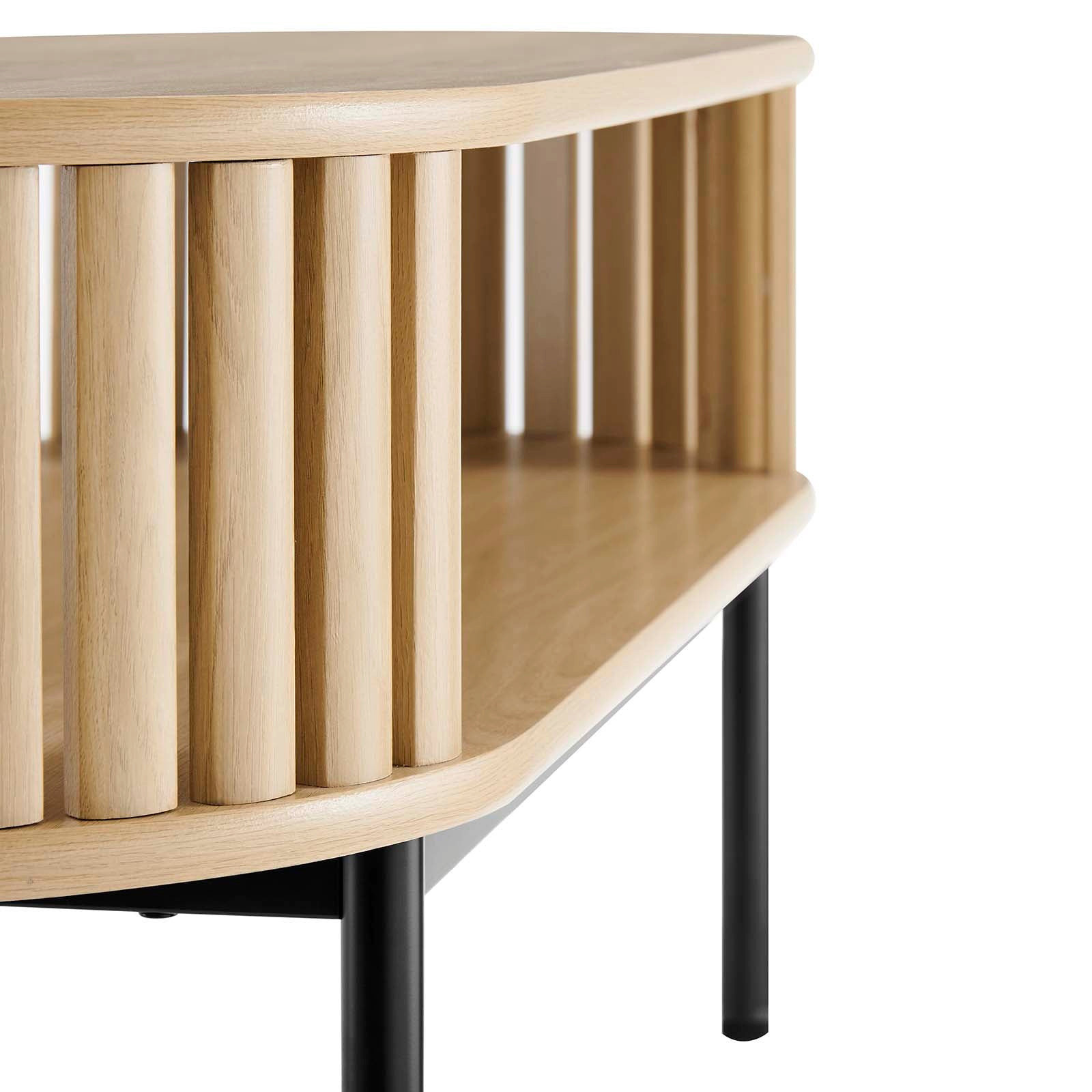 Tulum Wood Coffee Table, Oval Wooden Cocktail Table 44" - Industrial ...