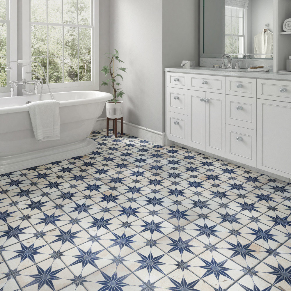 Kings Star Luxe Blue Ceramic Floor and Wall Tile Sample - Farmhouse ...