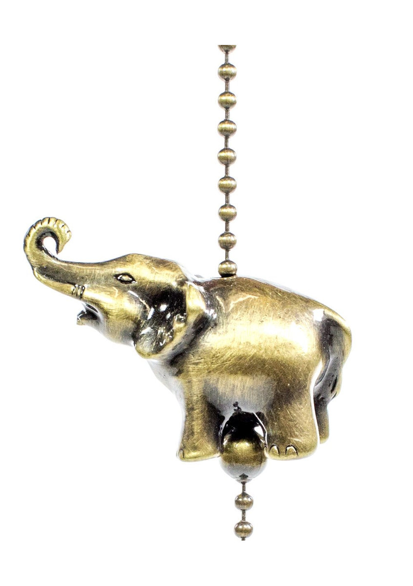 Elephant Antique Metal Ceiling Fan Pull, 2"h with 12" Antiqued Brass ...