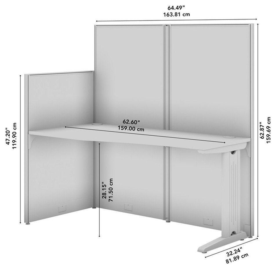 BBF Office in an Hour Engineered Wood Straight Cubicle Desk in Pure ...