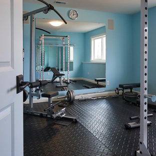 75 Beautiful Home Gym With Blue Walls Pictures & Ideas - September ...
