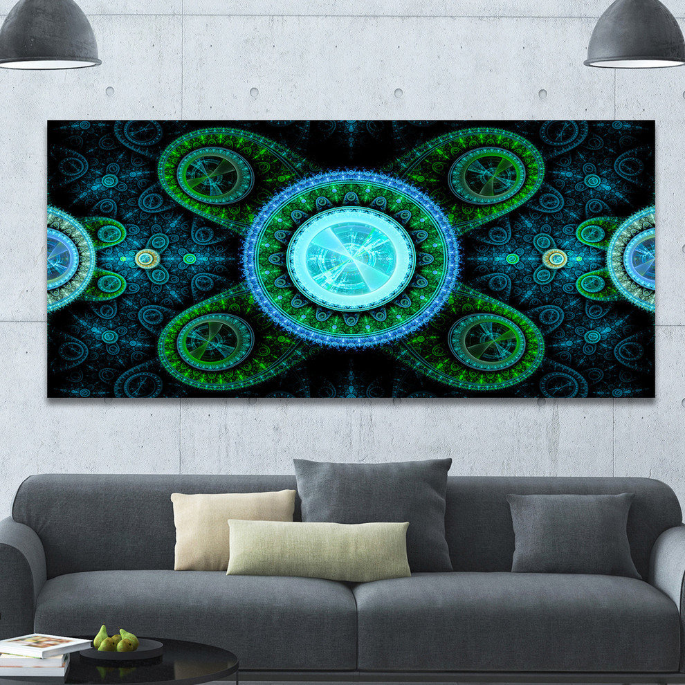Bright Blue Psychedelic Relaxing Art, Abstract Canvas Art Print, 60"x28 ...