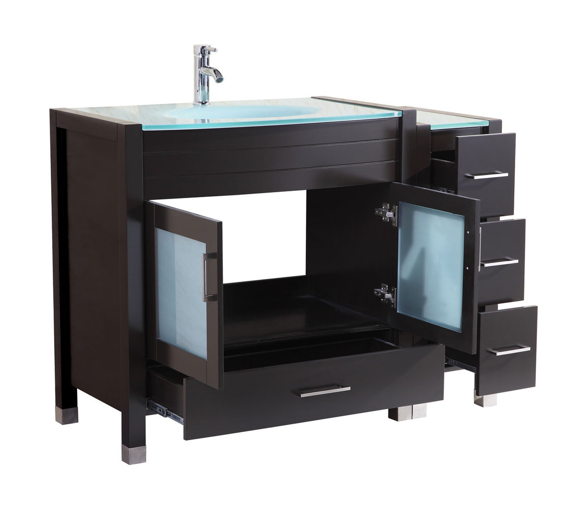 84" Black Vanity, 36" Double Sink Bases, Single 12 Drawer Base, LV3-C15 ...