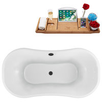 60" Streamline N920BL-BGM Clawfoot Tub and Tray With External Drain ...