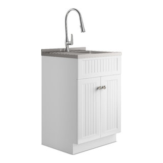 Beckham Transitional 34" Laundry Cabinet with Faucet and Stainless ...