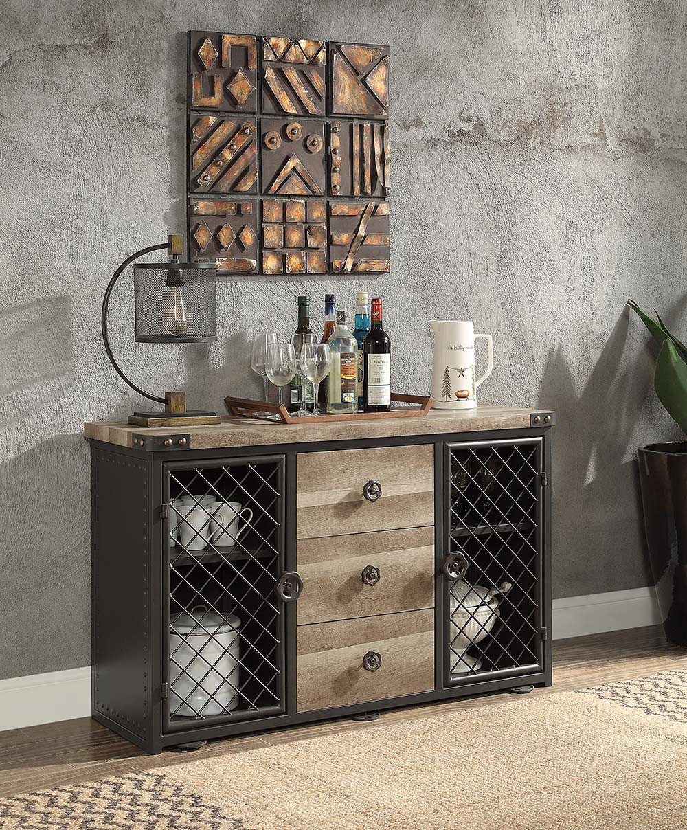 Acme Edina Server Oak and Sandy Black Finish - Industrial - Buffets And ...