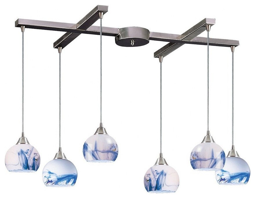 6 Light Rectangular Pendant, Transitional Style Coastal/Beach and ...
