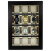 12 Piece Black Ebony Wood Watch Wall Hanging Display Case and Storage ...
