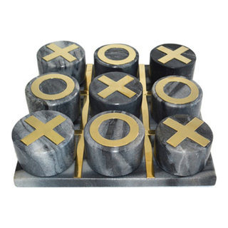 Marble 7x7 Tic-tac-toe, Black/gold - Contemporary - Board Games And ...