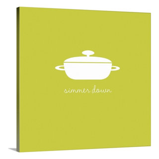 Simmer Down - minimalist retro kitchen art Wrapped Canvas Art Print, 12 ...