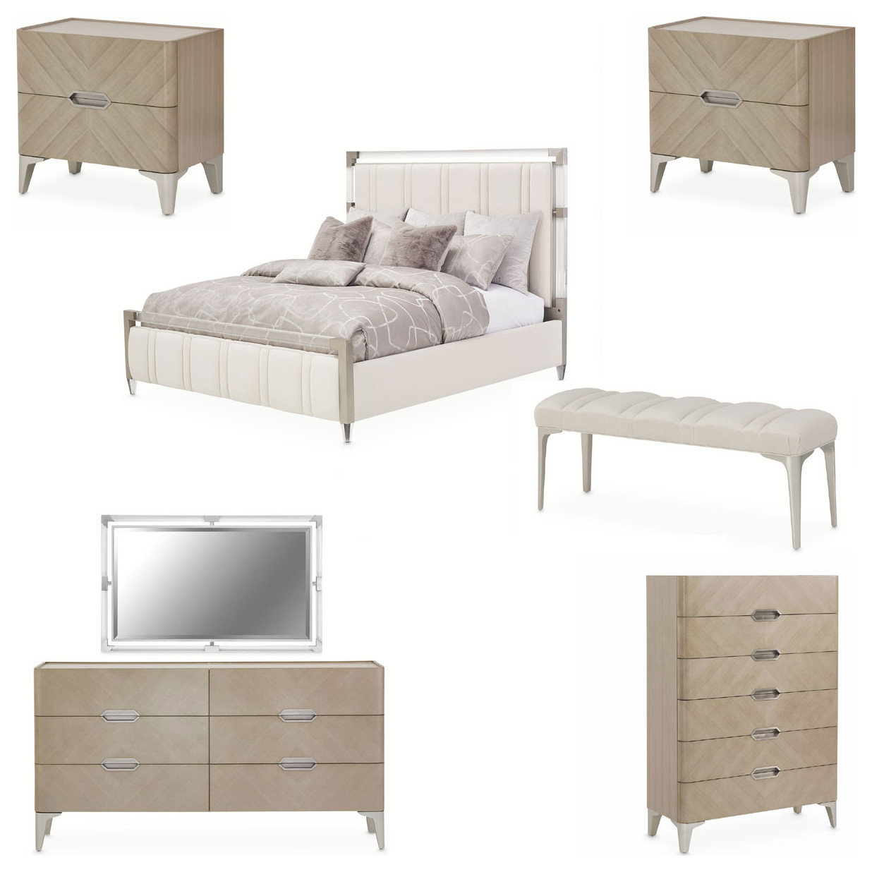 AICO Furniture Penthouse 7 Piece Queen Bedroom Set - Contemporary ...