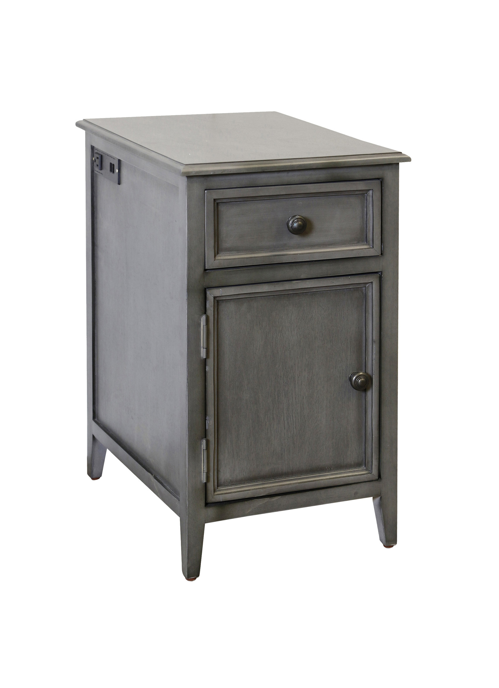 Vintage Gray Side Table With Drawer and Cabinet - Transitional - Side ...