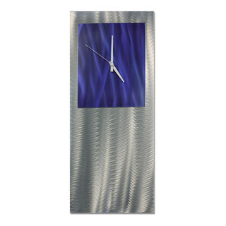 Blue Modern Clock 'Blue Studio Clock', Hand-Crafted Metal Wall Decor ...