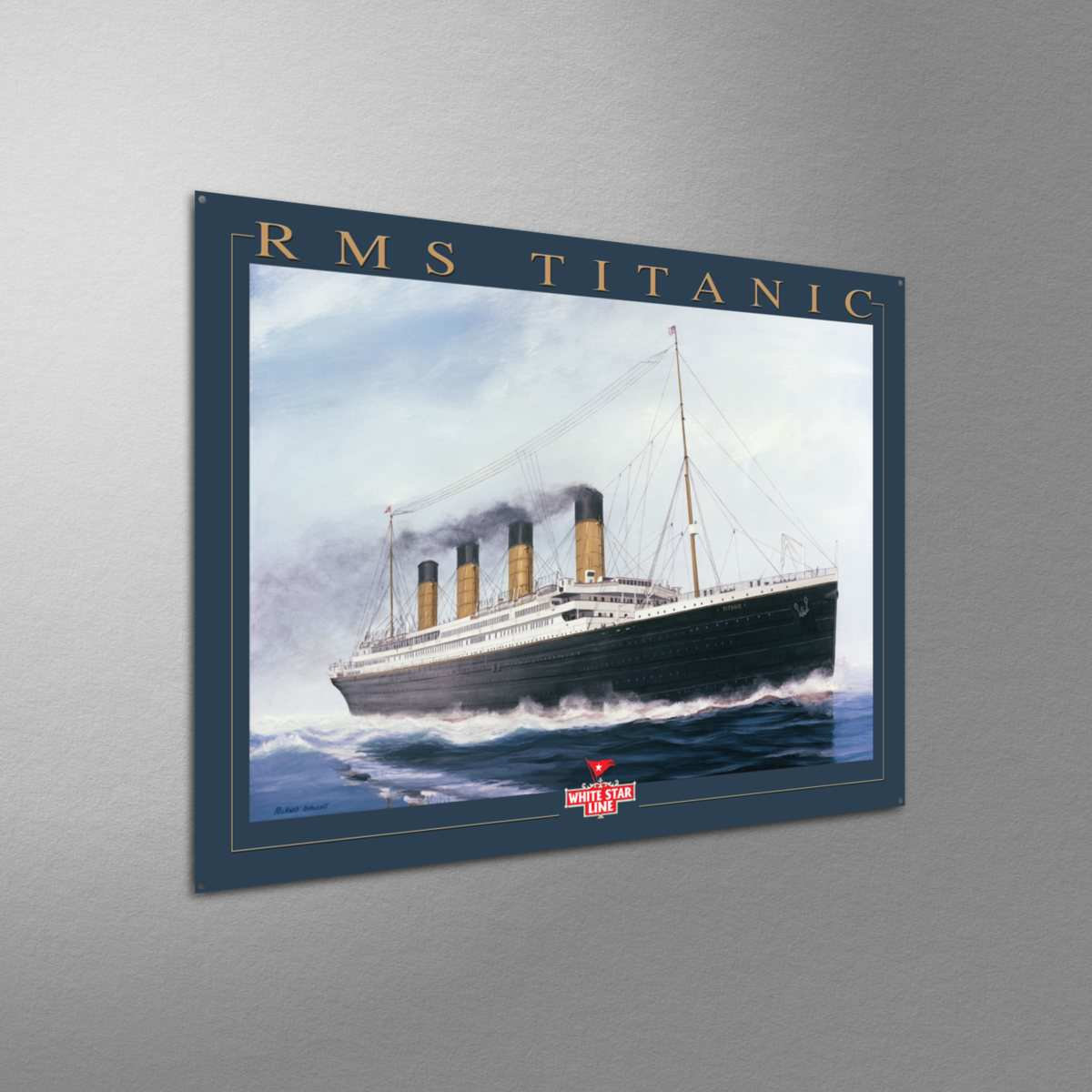 RMS Titanic Gold Metal Art Print by Artist Richard DeRosset, 8.5"x11.5 ...