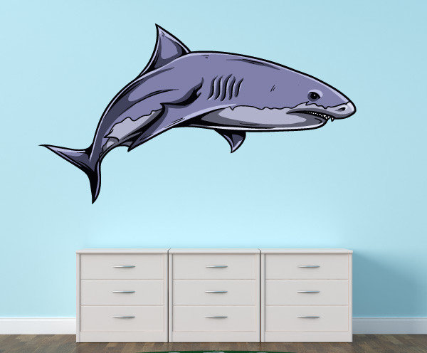 Shark Vinyl Wall Decal SharkUScolor001, 72 in. - Contemporary - Wall ...