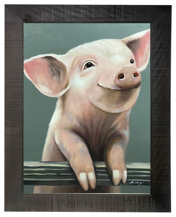 Pig Smiling Handmade Wall Art Framed Museum Quality Wall Decor Size ...
