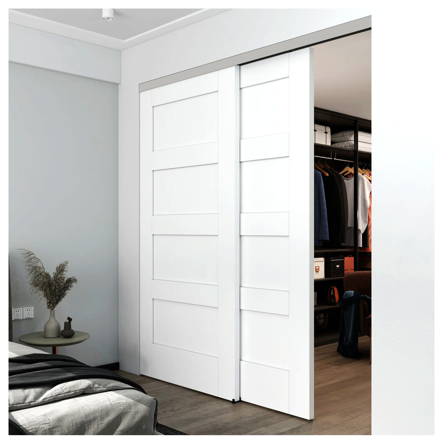 Nuk3y Bypass Sliding Door Hardware Soft close with Finger Pull, 60 ...