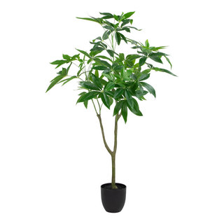 4' Artificial Unbraided Potted Green Money Tree - Modern - Artificial ...
