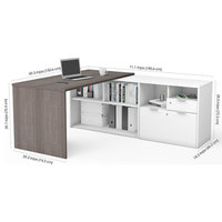 Bestar i3 Plus L Shape Computer Desk in Bark Gray and White ...