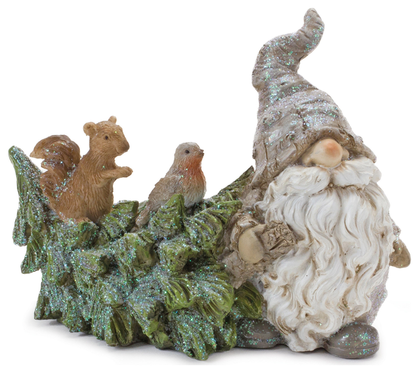 Pine Tree Trunk Gnome With Woodland Animals, 2-Piece Set - Rustic ...