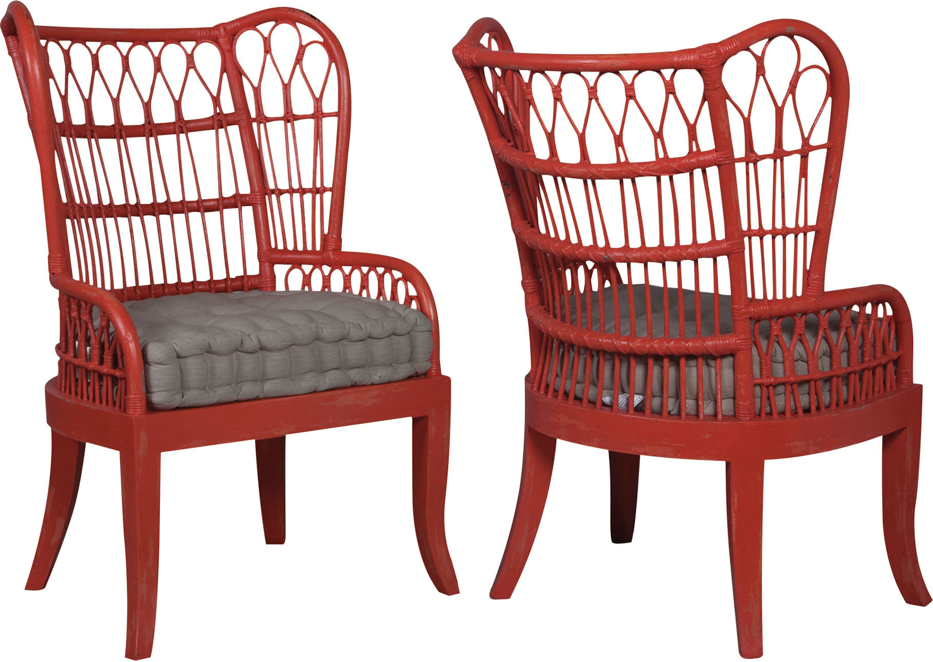 GUILD MASTER 694535P Rattan Wing Back Chair, Set of 2 - Tropical ...