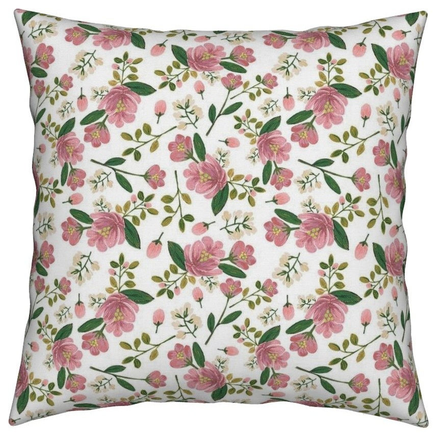Pink Floral Botanical Rustic Boho Flowers Throw Pillow - Contemporary ...